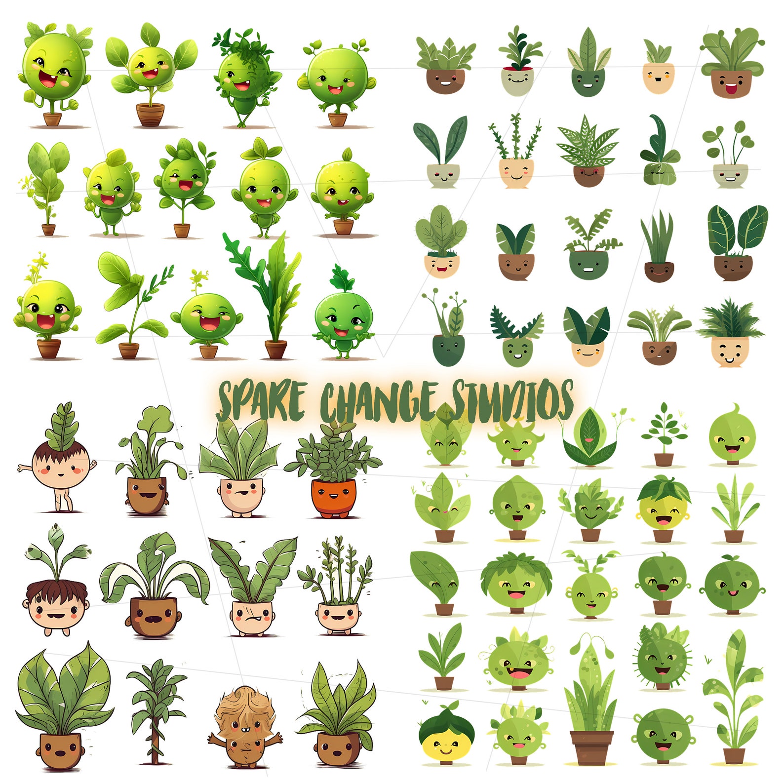 CUTE 198 Animated Plant Clipart Images | Cartoon Style Sticker Pack ...