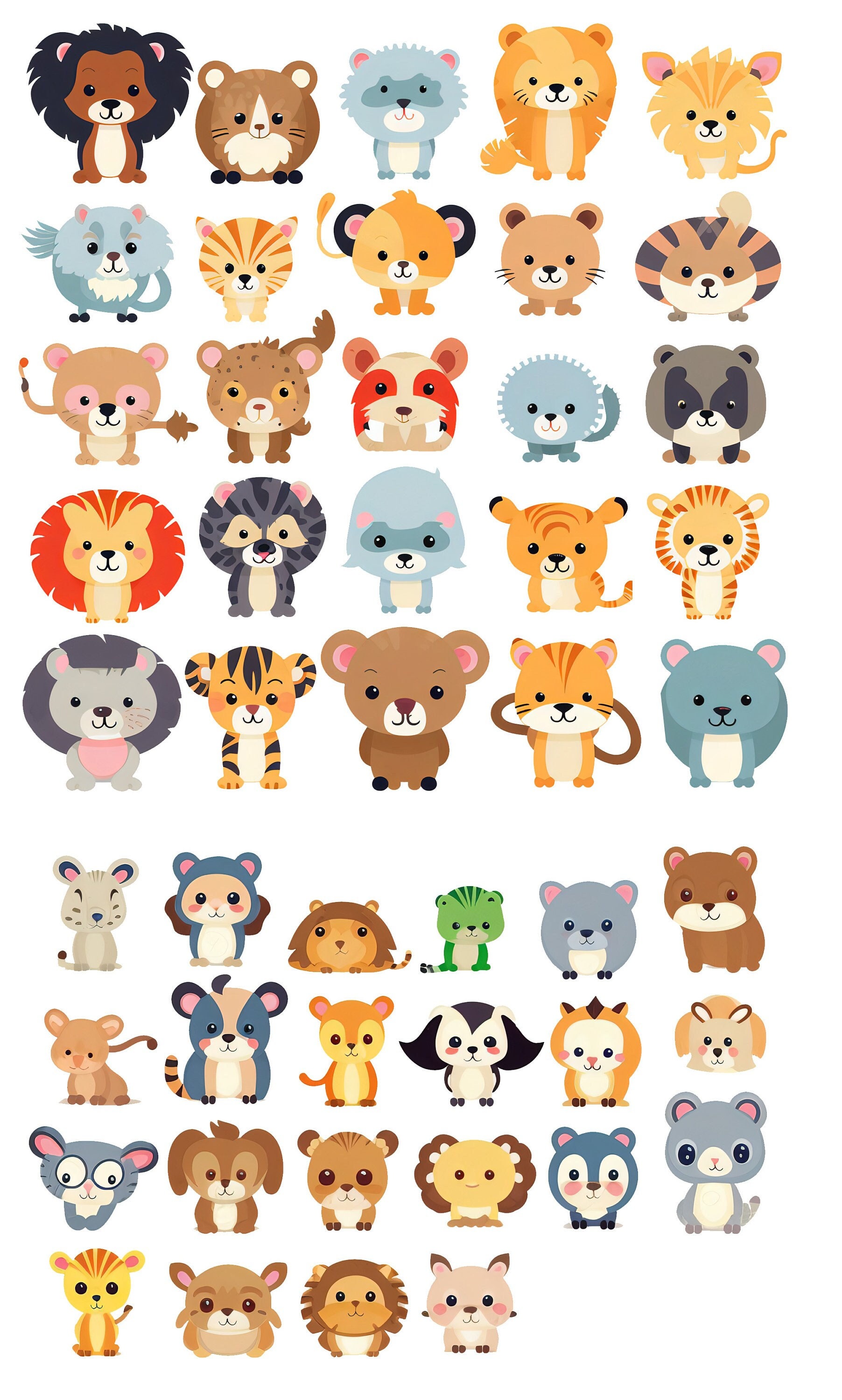 Cute and Colorful Zoo Animals Icon Pack - 47 Chibi Art Style PNG Icons ...