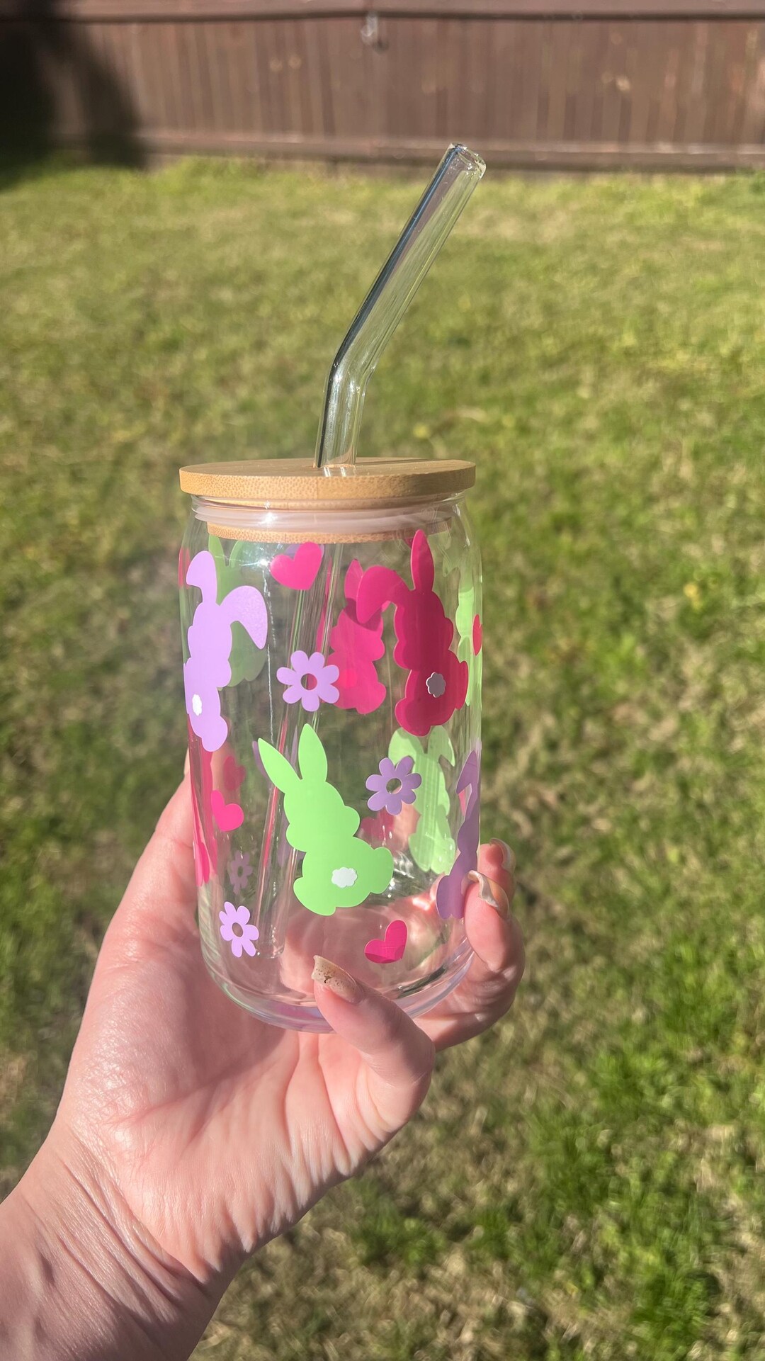 Easter Bunny Glass Cup - Etsy