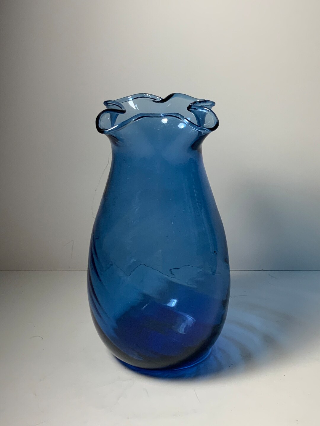 Vintage Vidrios Levante Made in Spain Blue Glass Vase 6.5 In. - Etsy