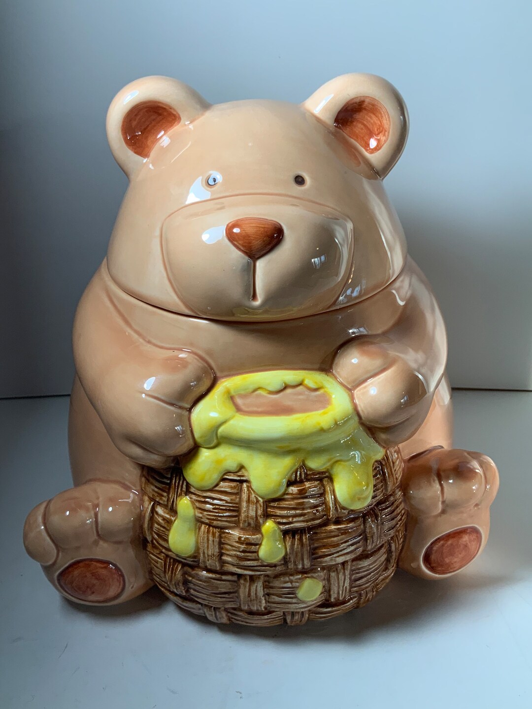 Vintage Russ Ceramic Berrie Bear With Honey Pot Cookie Jar 9 In. - Etsy