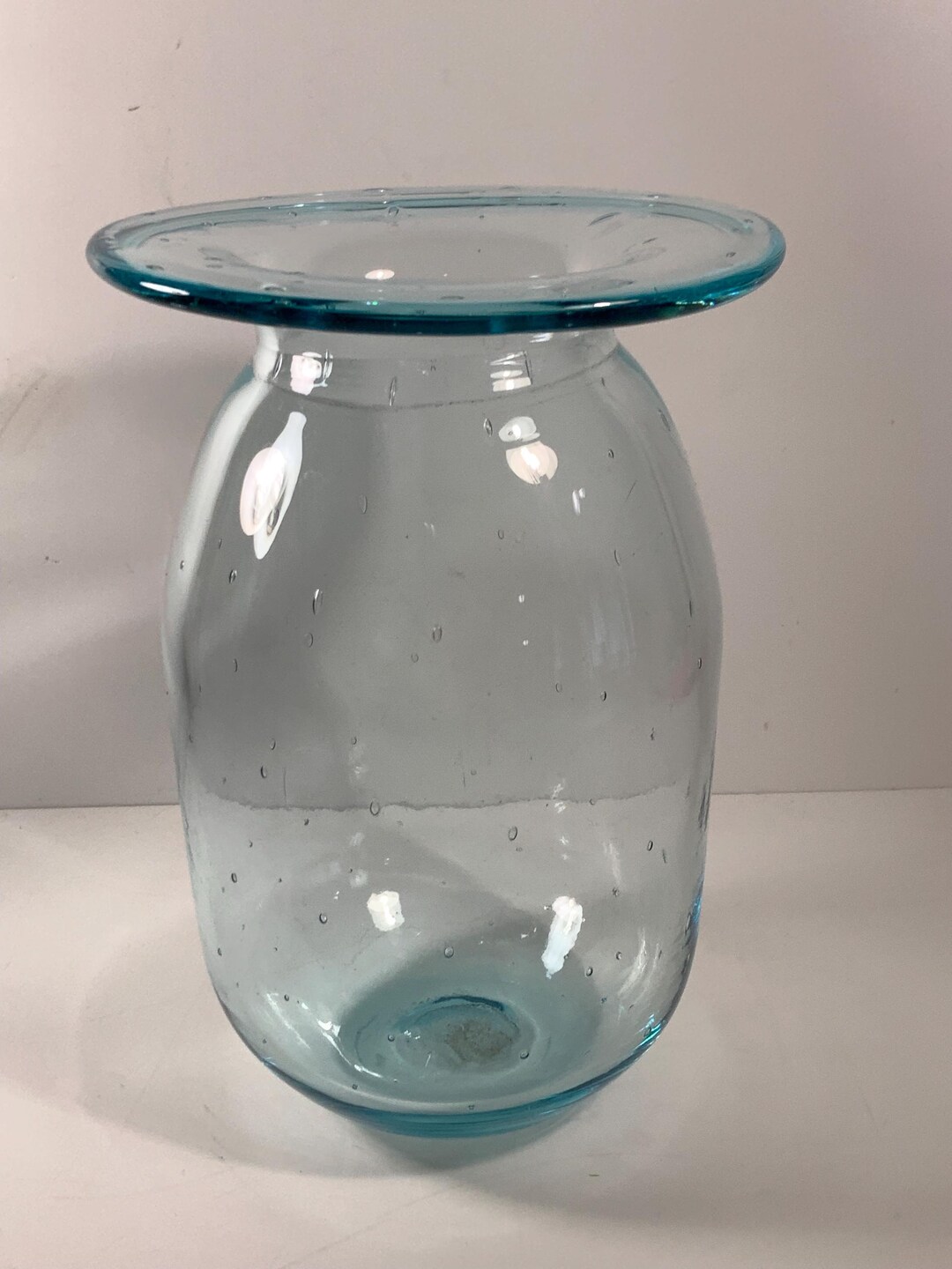 Vintage 1973 Corradetti USA Glass Studio Mouth Blown Blue Flare Vase 8 ...