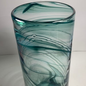 Threshold Teal Swirl Glass Large Hurricane Vase 11 In. - Etsy