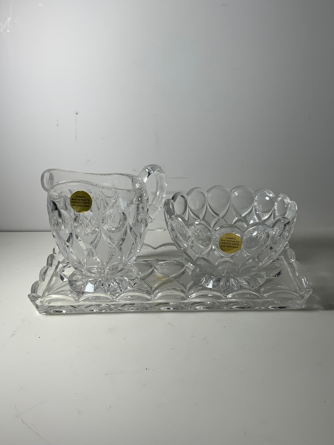 Vintage Princess House Lead Crystal Sugar/creamer/tray Made in West ...