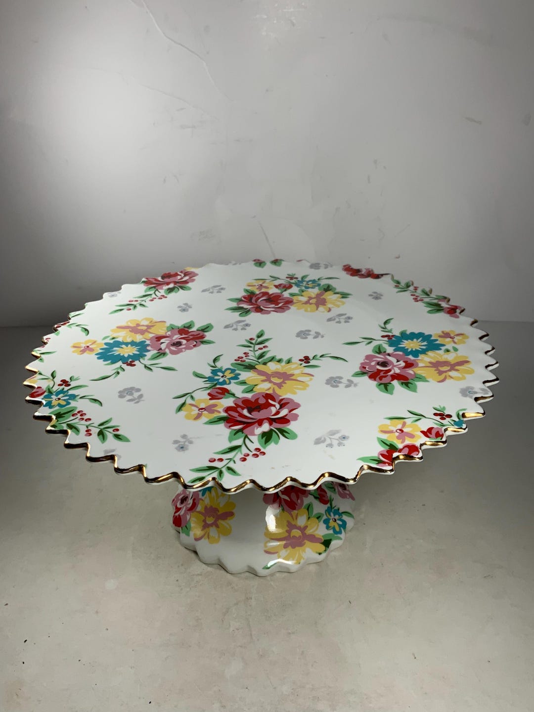 Grace Teaware Porcelain Floral Cake Stand 10 In. - Etsy
