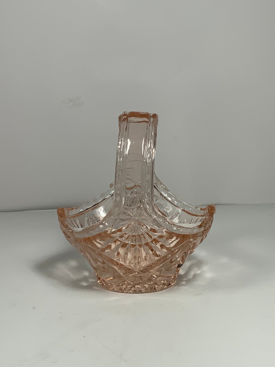 Vintage Small Pink Depression Glass Basket Trinket Holder 5 In. - Etsy
