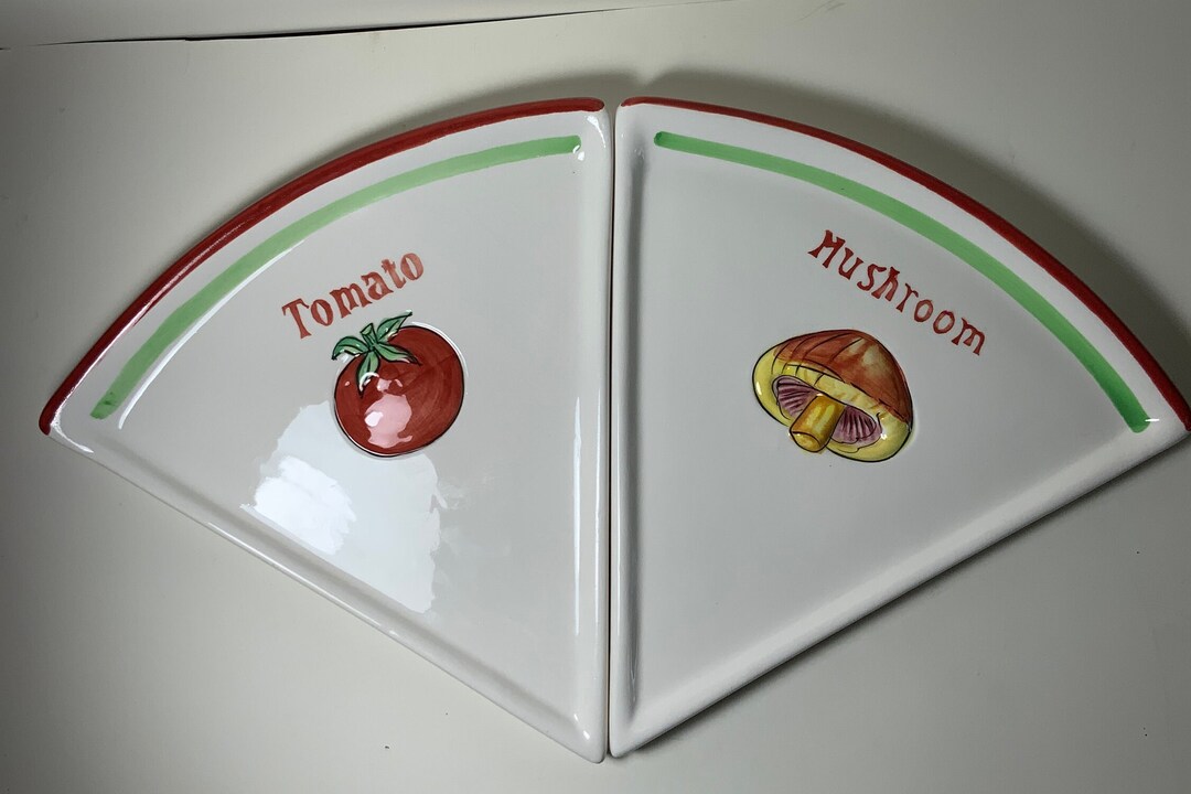 Set of 2 Elements Vintage Ceramic Pizza Slice Plates 10 In. Tomato ...