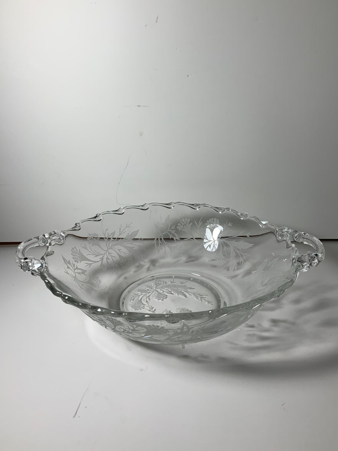 Vintage Fostoria Heather Etched Glass Serving Bowl 10 In. - Etsy