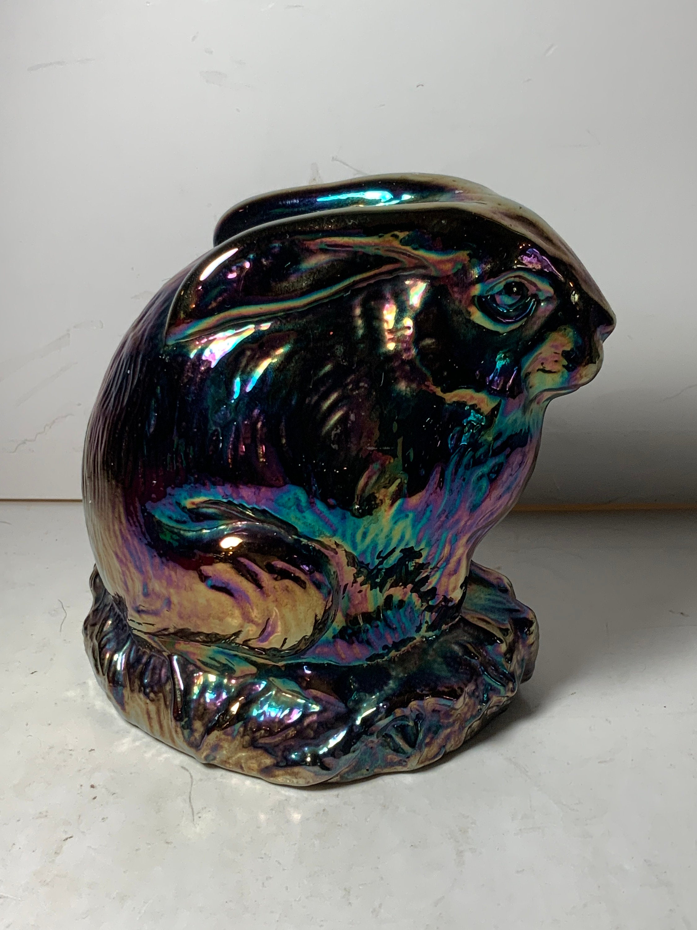 Vintage Fenton Large Blue Carnival Glass Rabbit 6 In. - Etsy