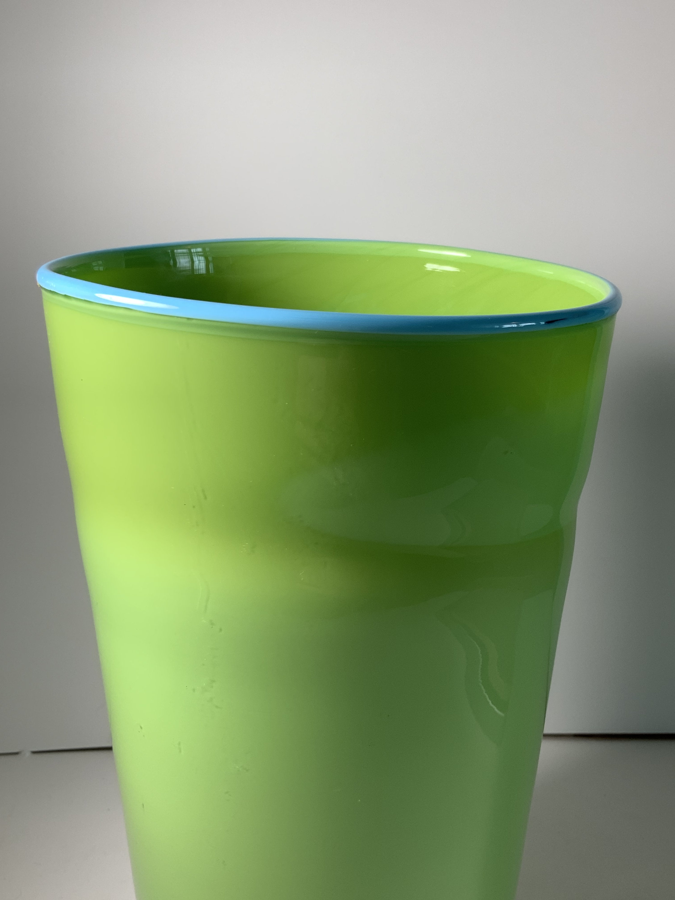 Vintage Dansk Art Glass Lime & Turquoise Tall Vase 10 In. - Etsy