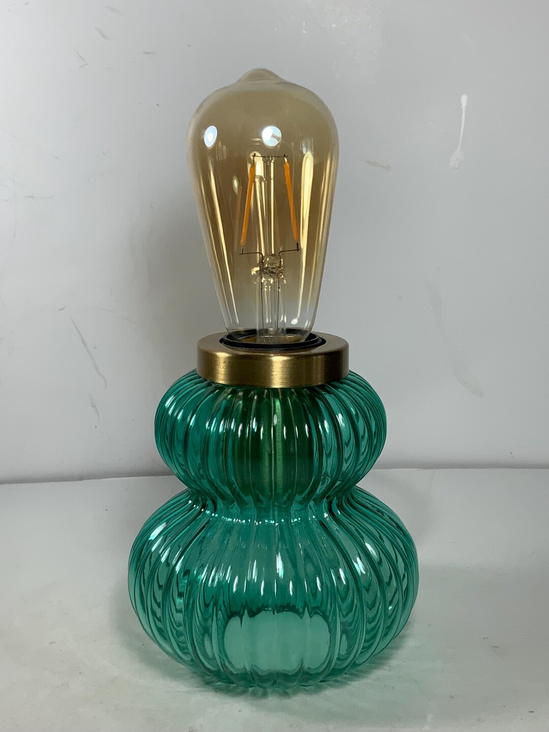 Vintage Green Glass & Gold Portable Lamp 5.5 In. - Etsy