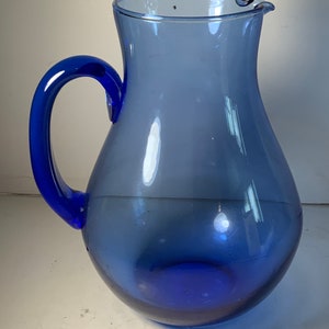 Vintage Hand Blown Cobalt Blue Pitcher Mexican Glass 9.25 In. - Etsy