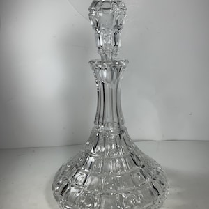 Antique Crystal Ship’s Decanter With Block & Thumbprint Pattern 12 In ...