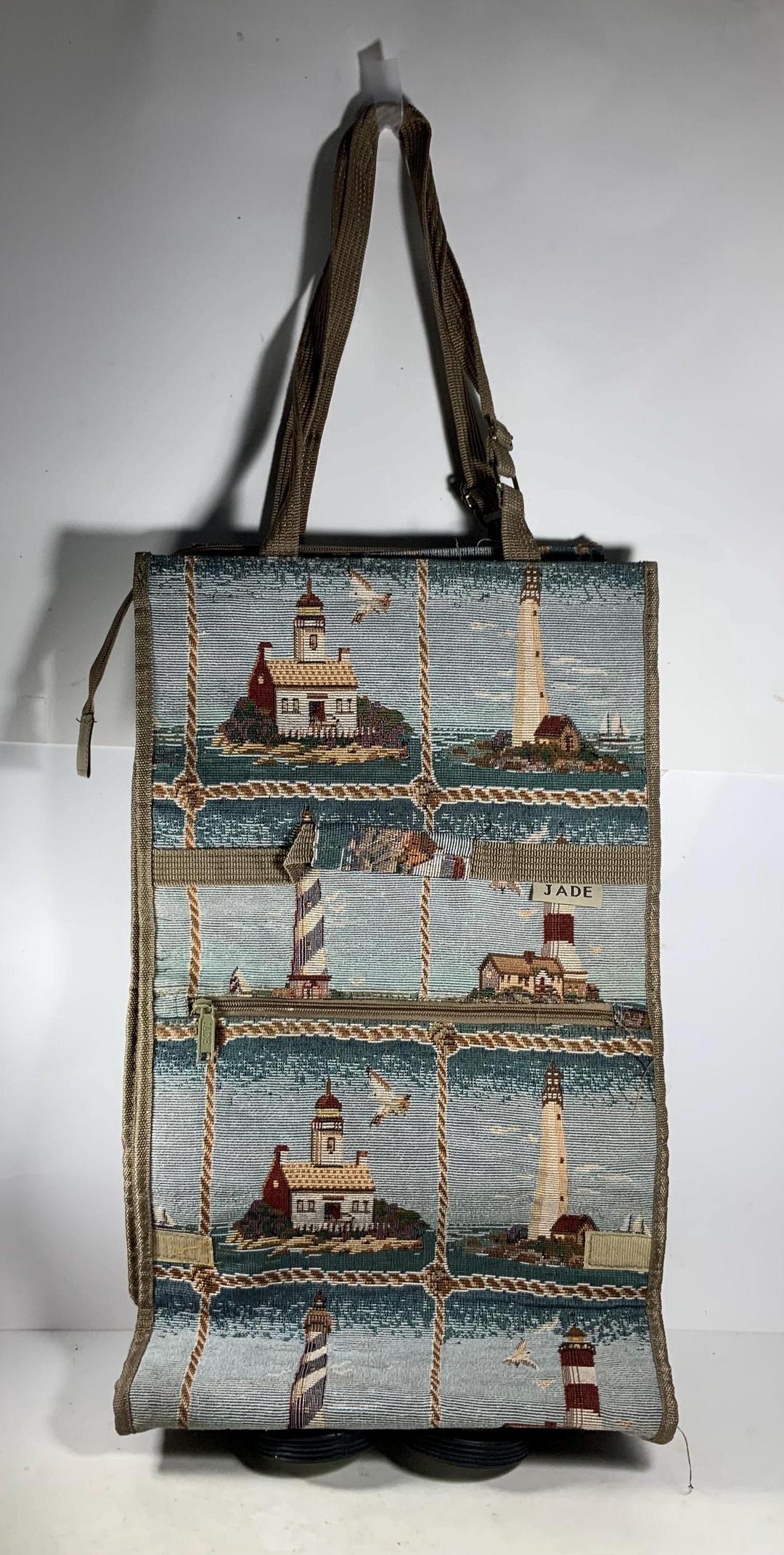 Jade Brand Lighthouse Tapestry Fold Down Wheels Tote Bag 22 In. - Etsy