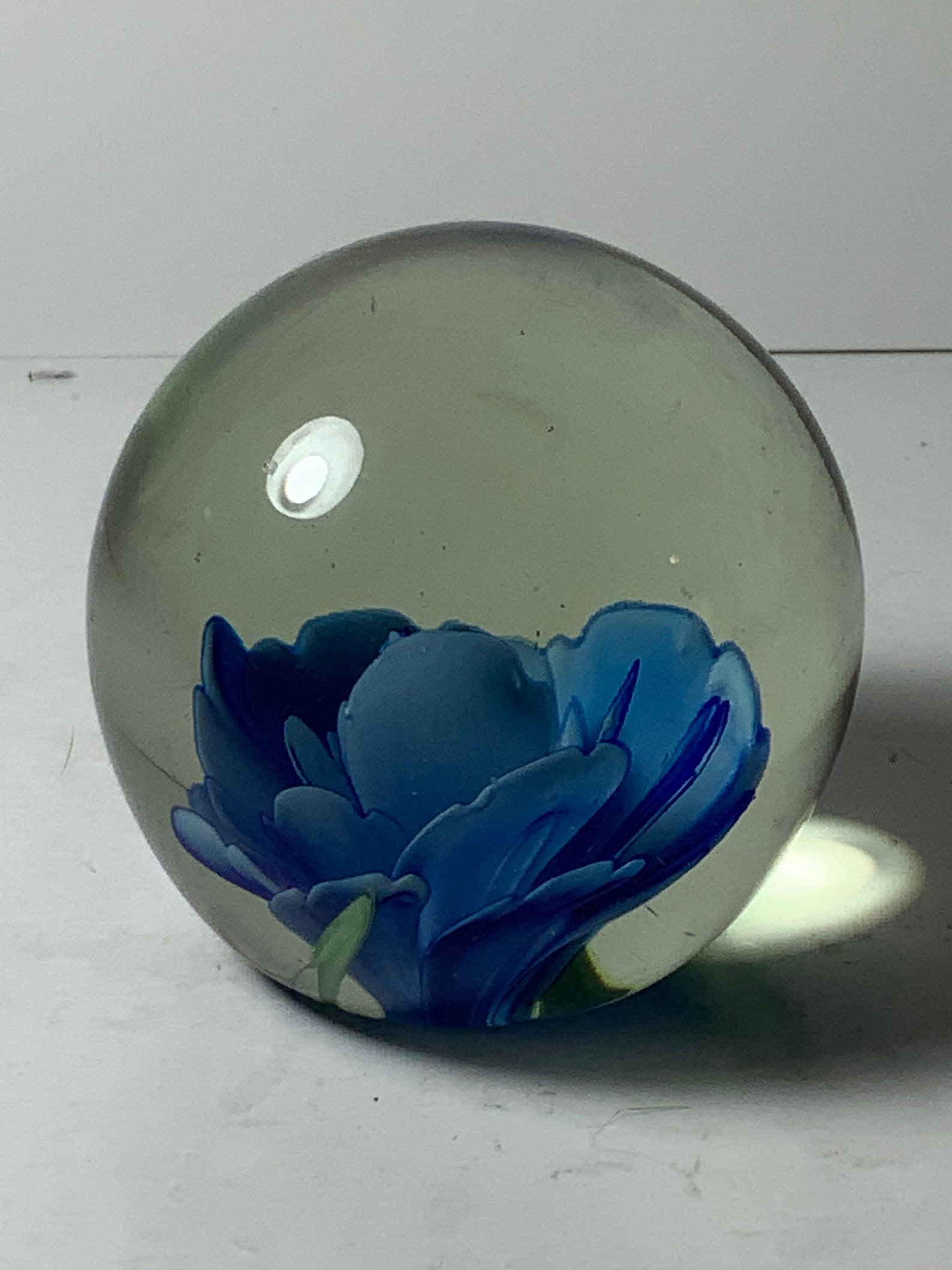 Blue Suspended Rose Glass Paperweight 2.5 In. - Etsy