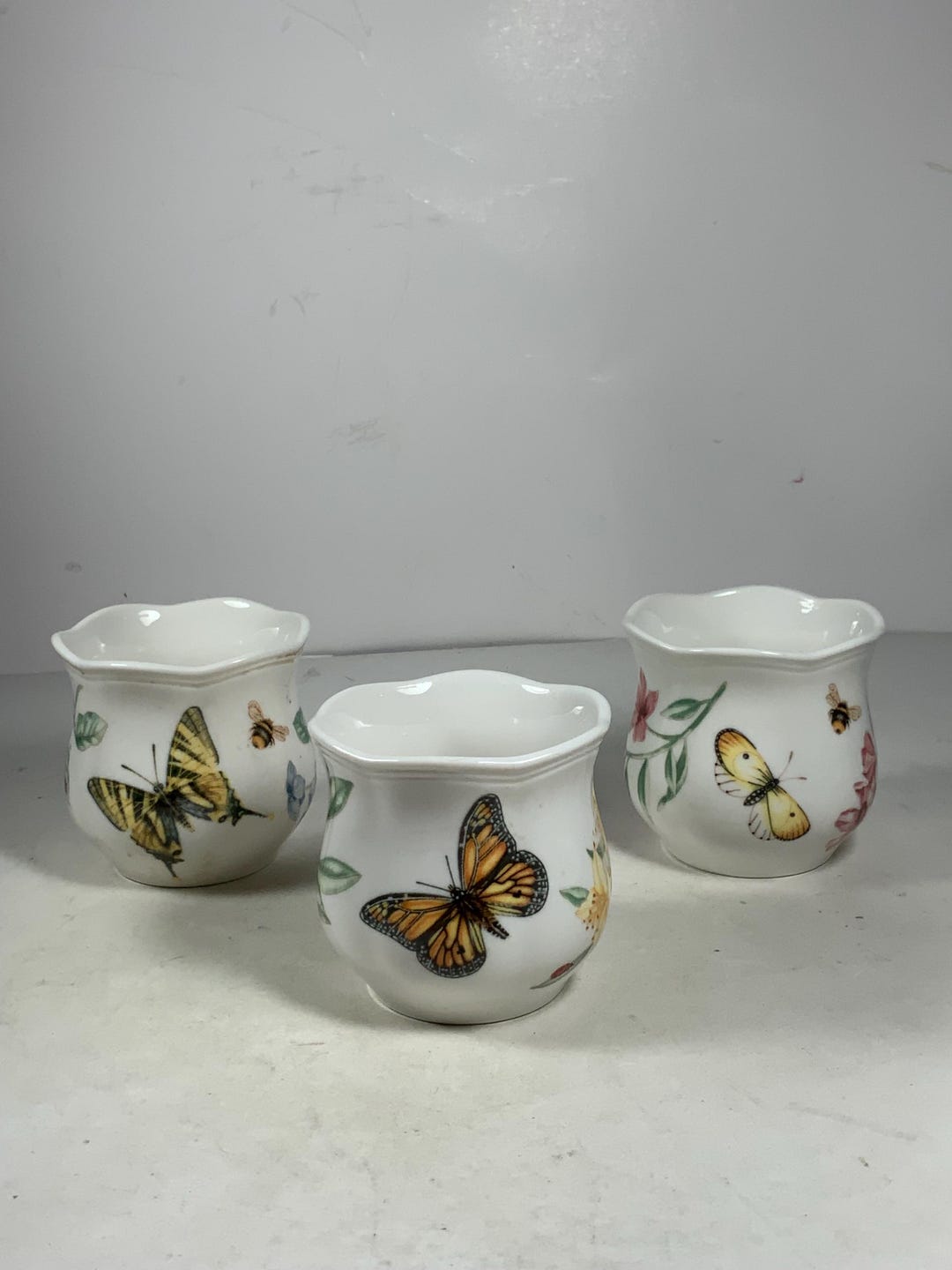 Set of 3 Lenox Butterfly Meadow Porcelain Votive Candleholders 2.5 In ...