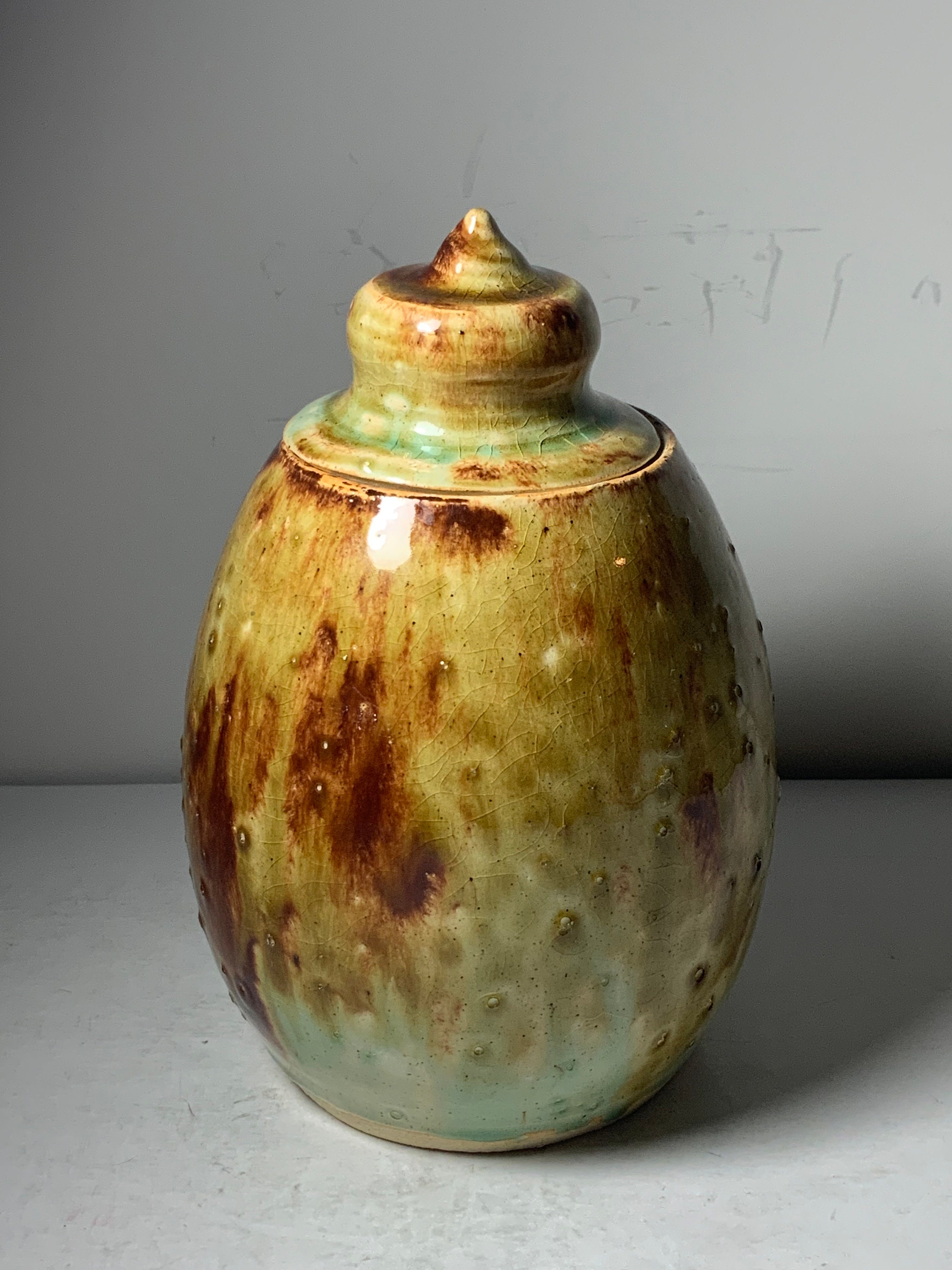 JC Pottery Studio Art Tall Mexican Pottery Burnt Sienna Glazed Jar With ...