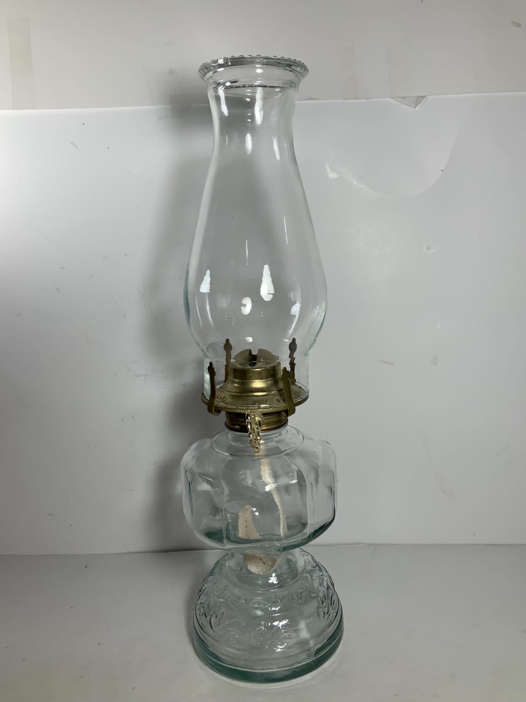 Vintage Ornate Clear Glass Oil Lamp With Shade 16 In. - Etsy