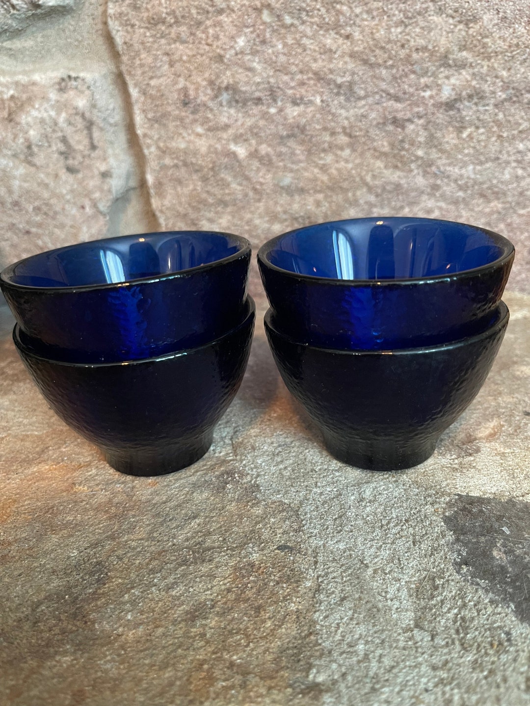 Set of 4 Textured Cobalt Blue Small Dessert Bowls 2 In. - Etsy
