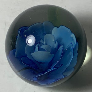 Blue Suspended Rose Glass Paperweight 2.5 In. - Etsy