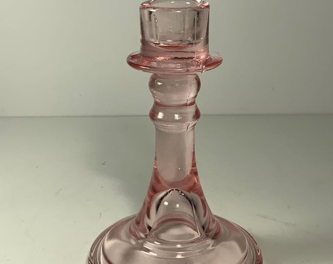 Vintage LE Smith Pink Depression Glass Dominion Candlestick Holder 6 In ...