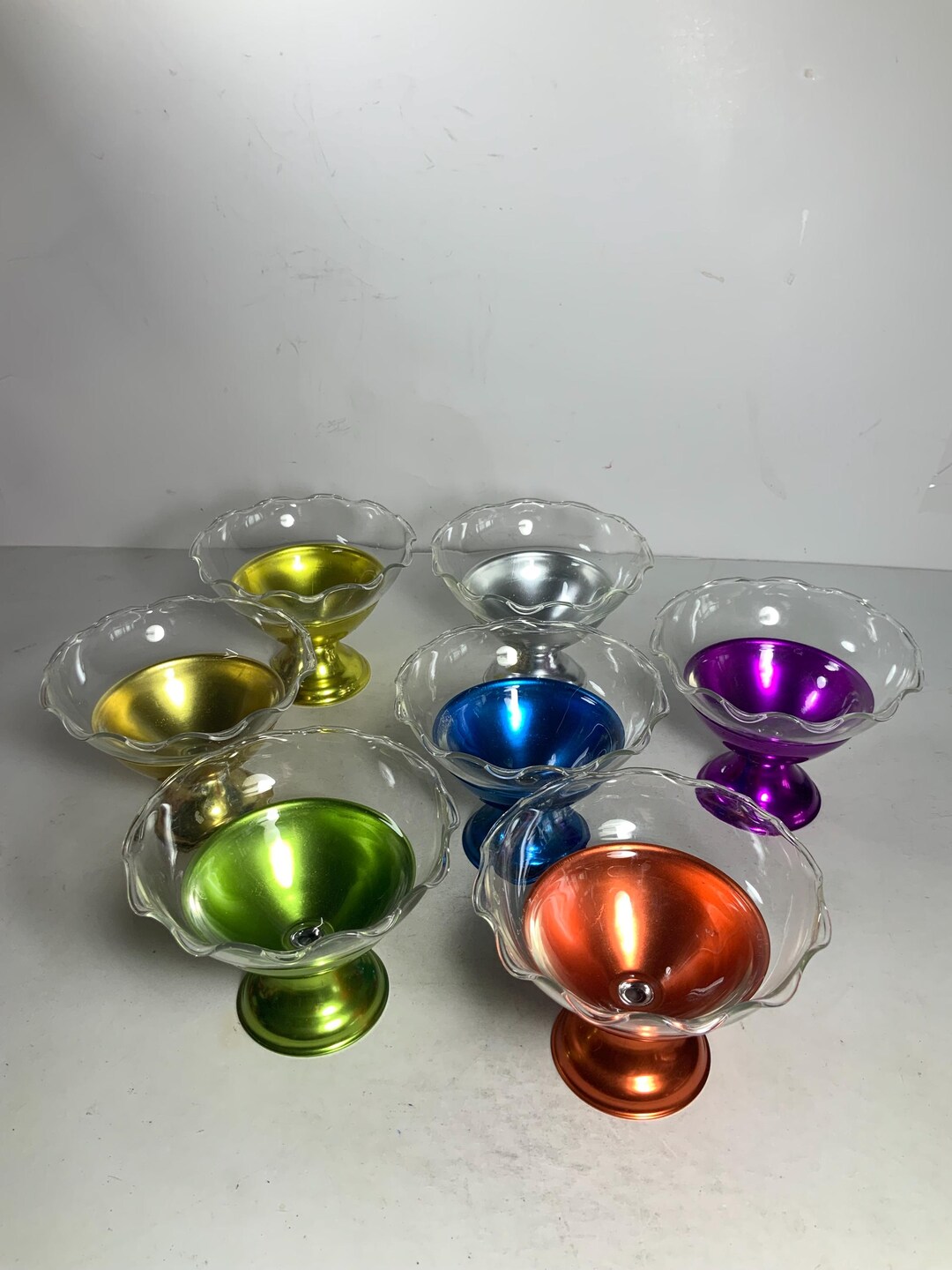 Set of 7 Vintage MCM Colorama Anodized Aluminum Sherbet Dishes With ...