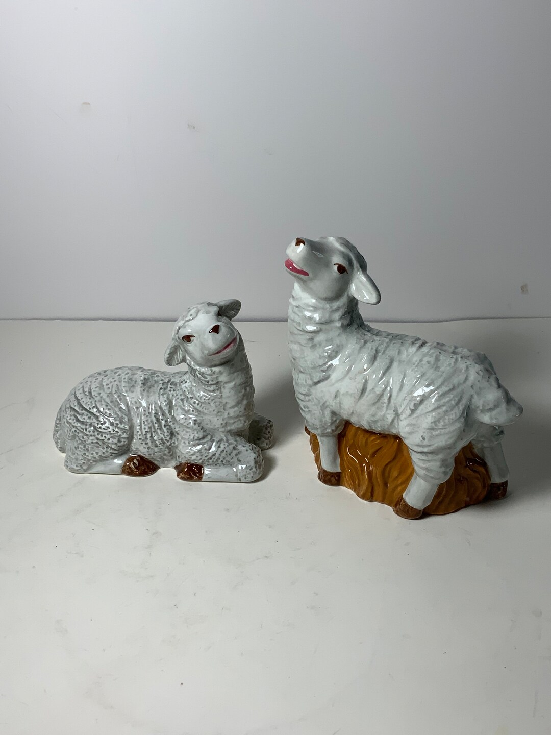 Vintage Ceramic Sheep Salt & Pepper Shakers - Etsy