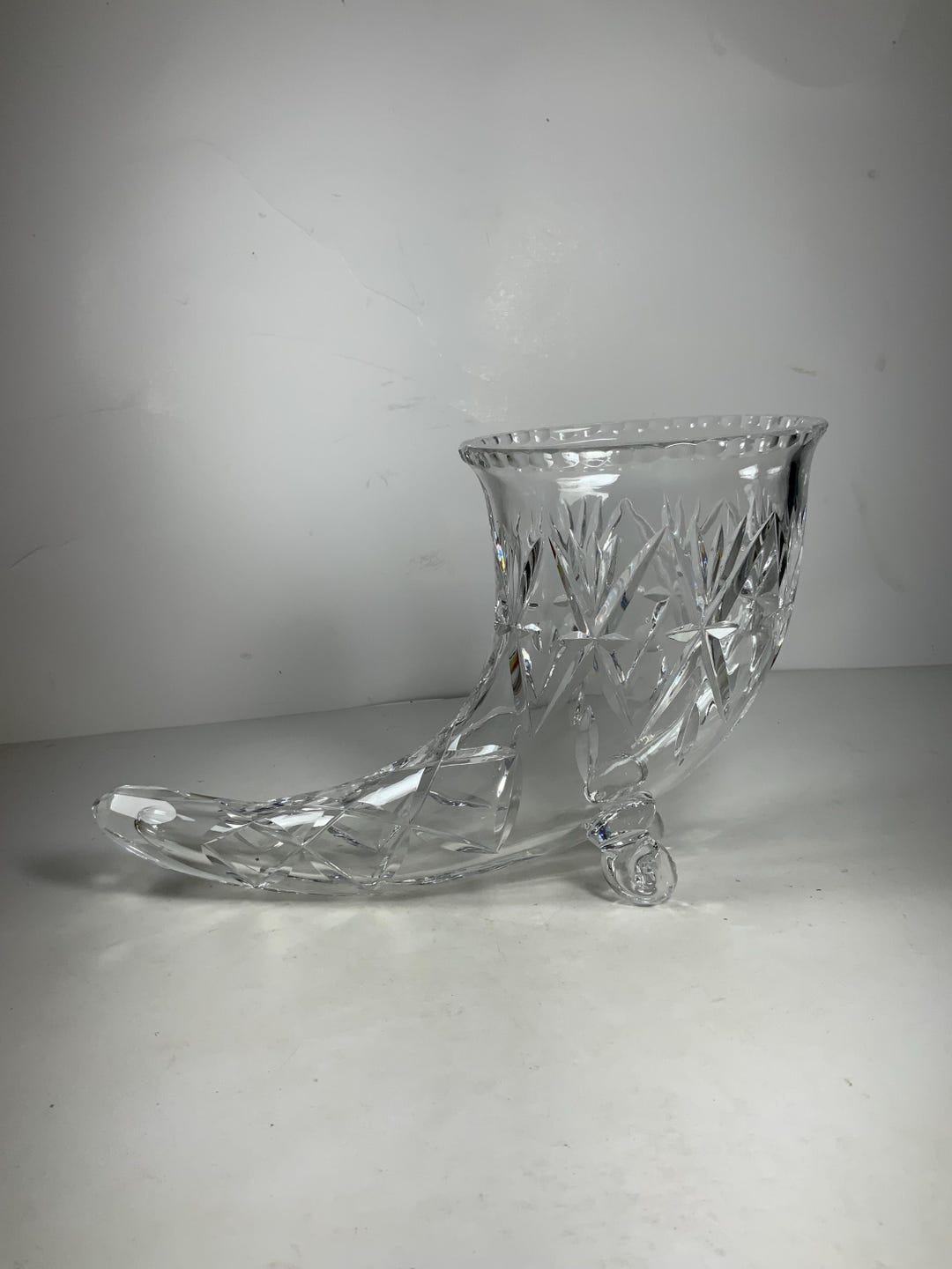 Vintage Crystal Cornucopia Horn of Plenty Vase 10 In. - Etsy