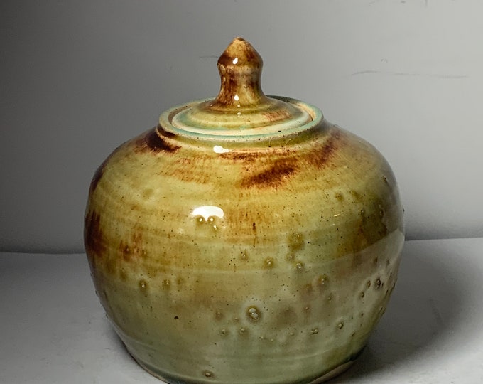 JC Pottery Studio Art Small Mexican Pottery Glazed Jar With Lid Burnt ...