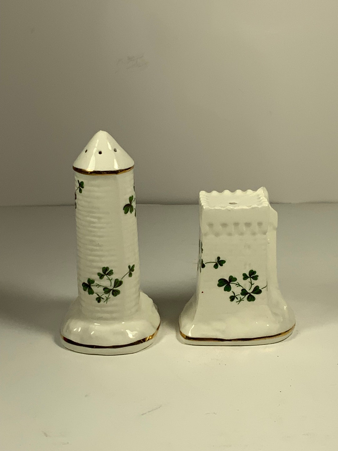 Vintage Carrigaline Pottery Irish Shamrock Castle Salt & Pepper ...