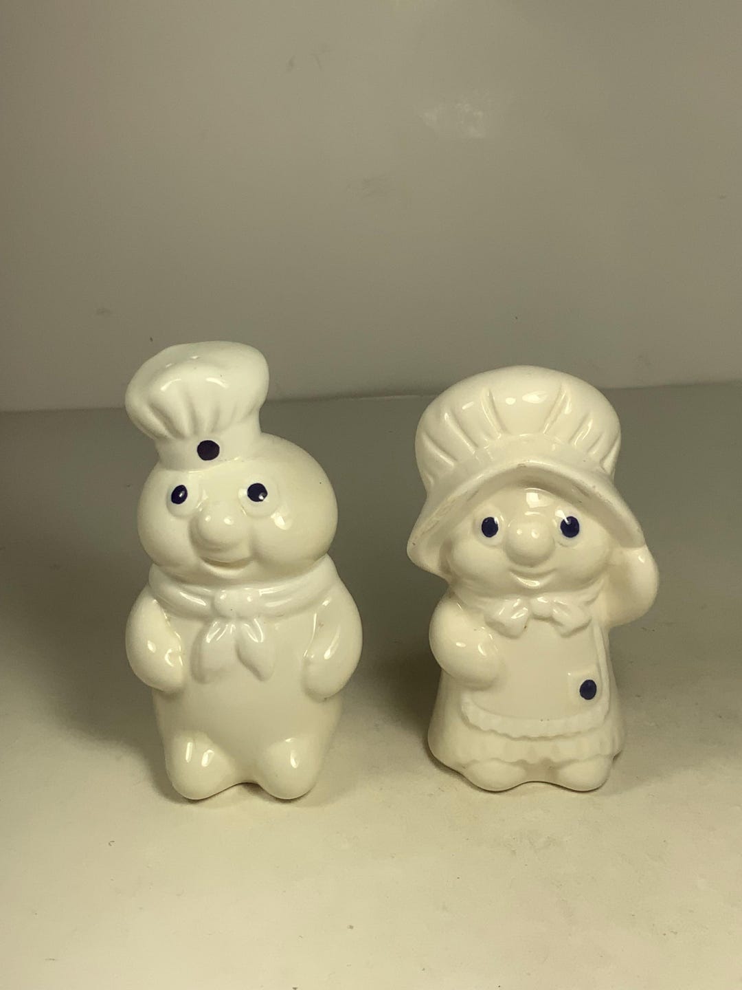 Vintage 1988 Pillsbury Doughboy & Girl Salt and Pepper Shakers chipped ...
