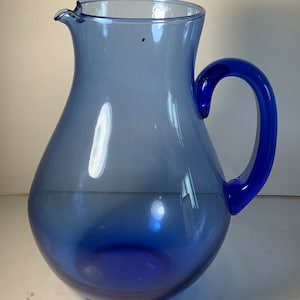 Vintage Hand Blown Cobalt Blue Pitcher Mexican Glass 9.25 In. - Etsy