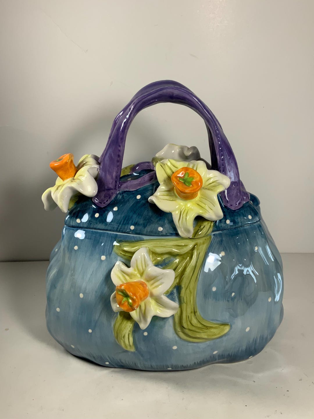 Ceramic Daffodil Purse Cookie Jar 10.5 In. - Etsy