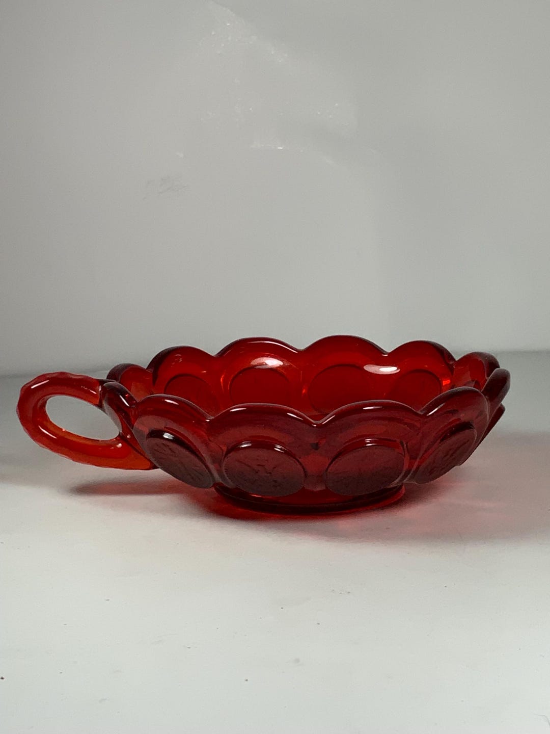 Vintage Fostoria Ruby Red Coin Pattern Glass Nappy Dish 5 In. - Etsy
