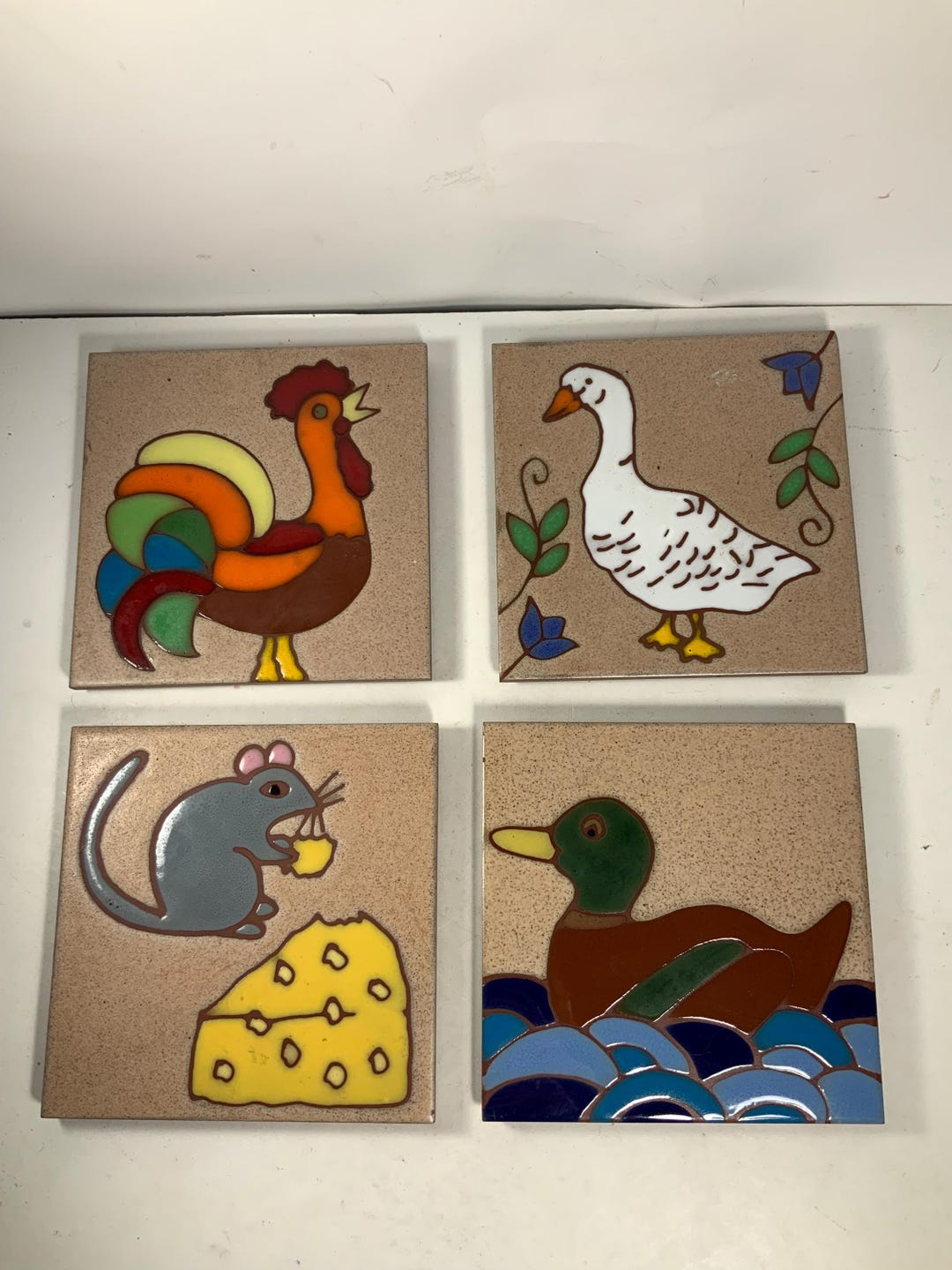 Set of 4 Vintage Besheer Art Tiles Hudson NH Wall Hangings 6 In. - Etsy