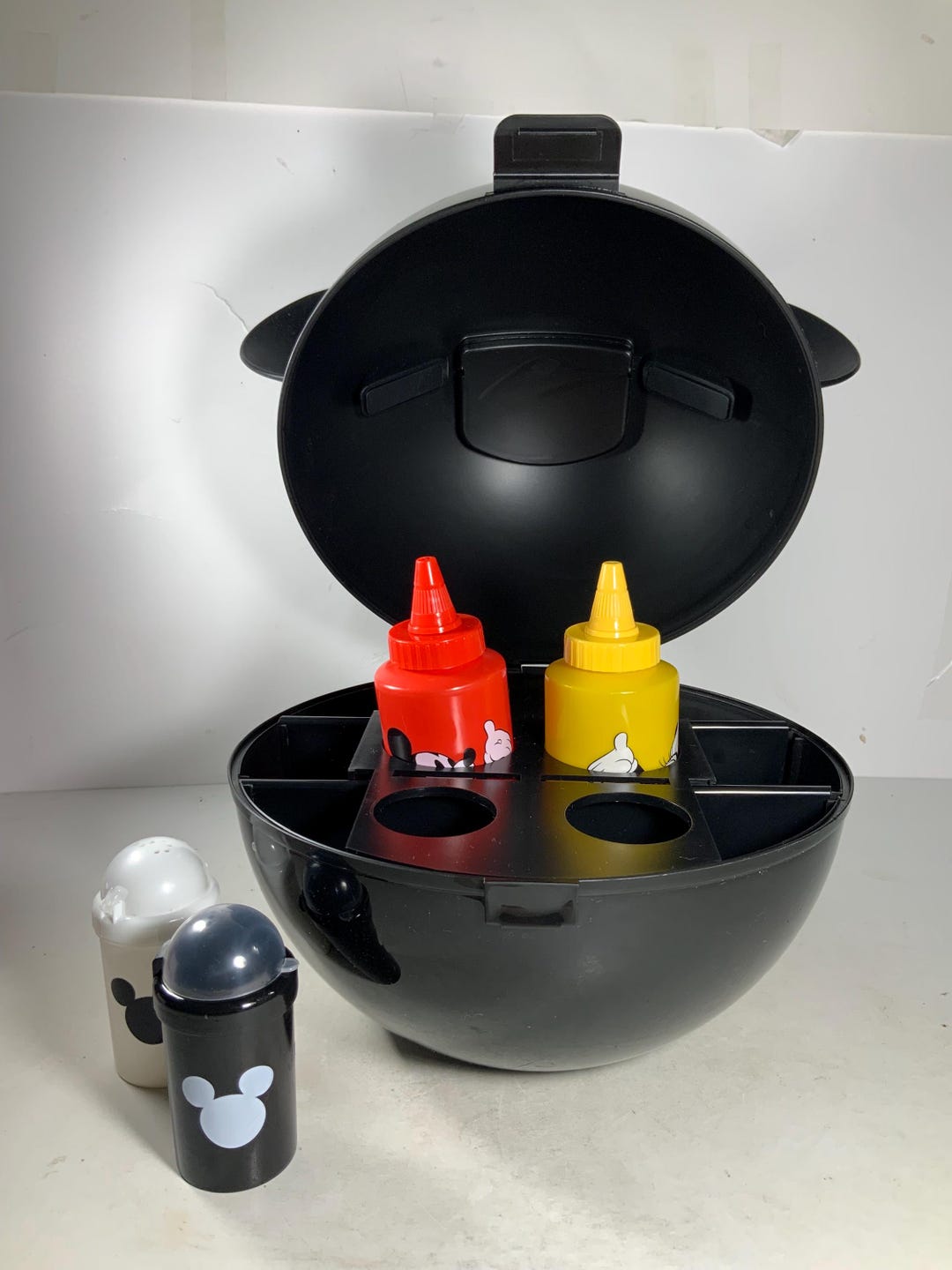 Disney Mickey Mouse Ketchup Mustard Salt Pepper Bbq/picnic Caddy 11.5 ...
