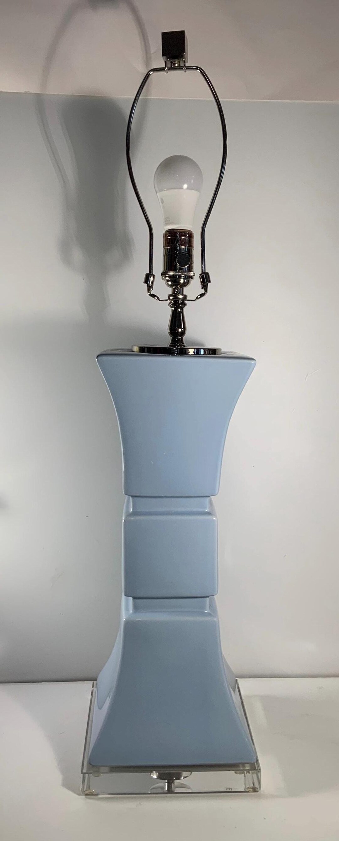 Ethan Allen Glass Bottom Tall Shapely Baby Blue Ceramic Lamp 32 In. - Etsy