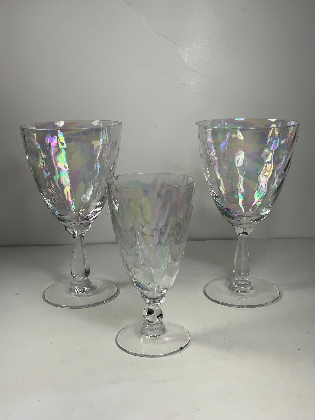 Set of 3 Vintage Fostoria Shell Pearl Claret 2 Wine Goblets & 1 Cognac ...