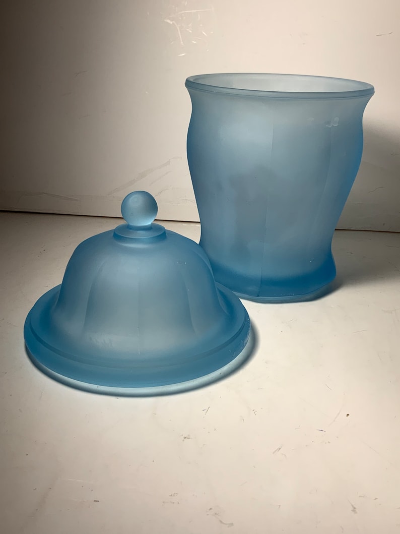 Vintage Indiana Glass Blue Satin Glass Frosted Apothecary Jar - Etsy