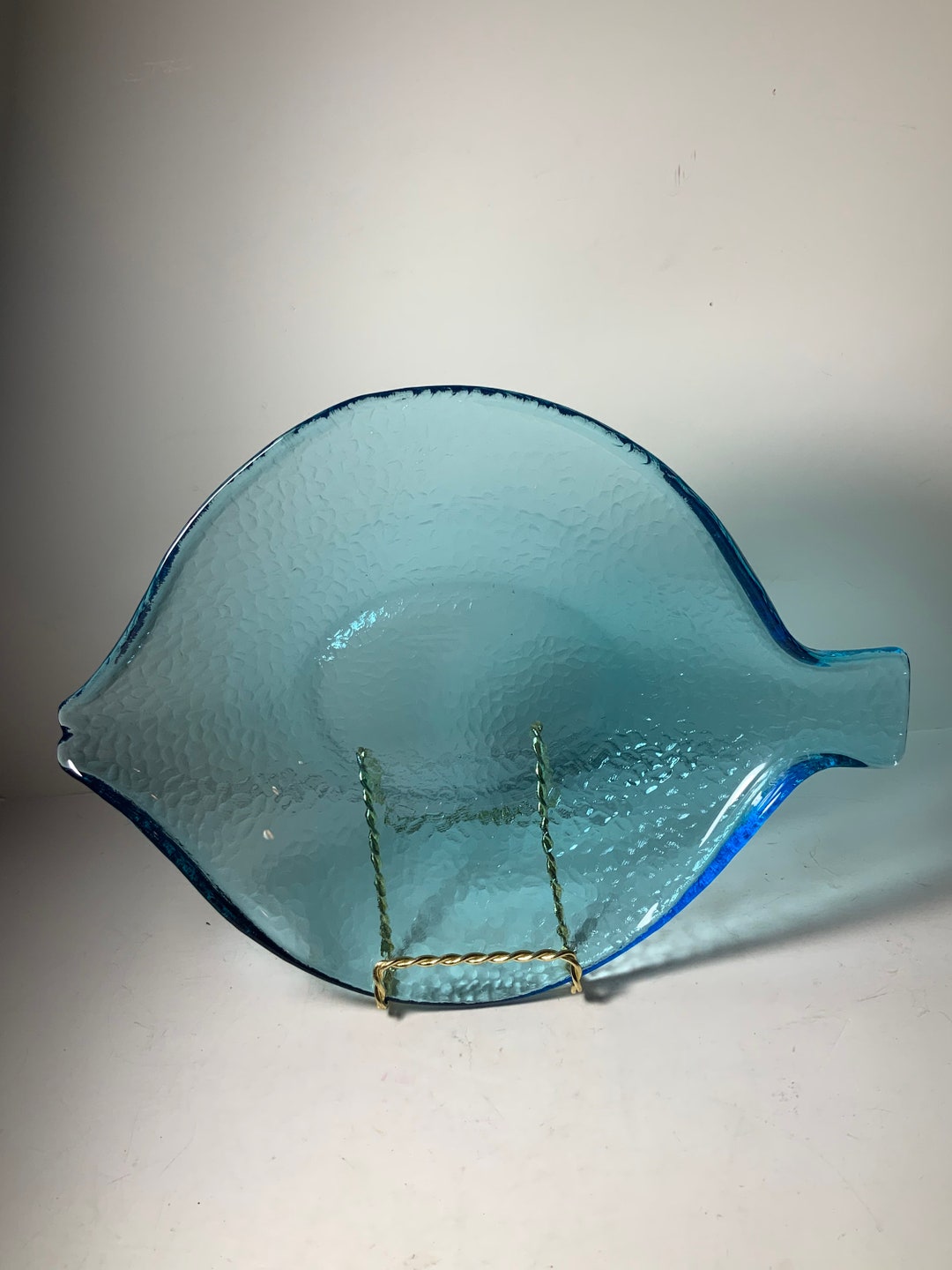 Vintage Blue Depression Glass UV Reactive Fish Platter 11 In. - Etsy