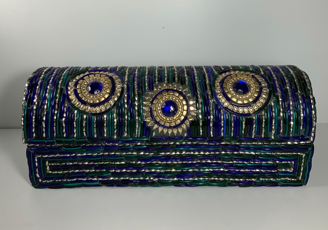 Hand Beaded Peacock Boho Jewelry Box 13 In. - Etsy