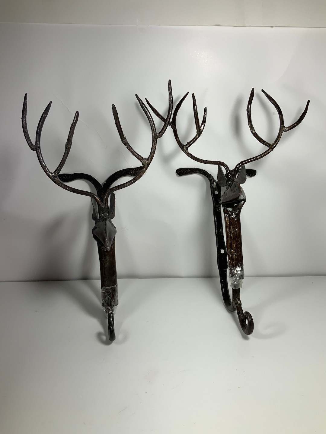 Handmade Wrought Iron Deer Head Curtain Rod Holders/hooks 13 In. - Etsy