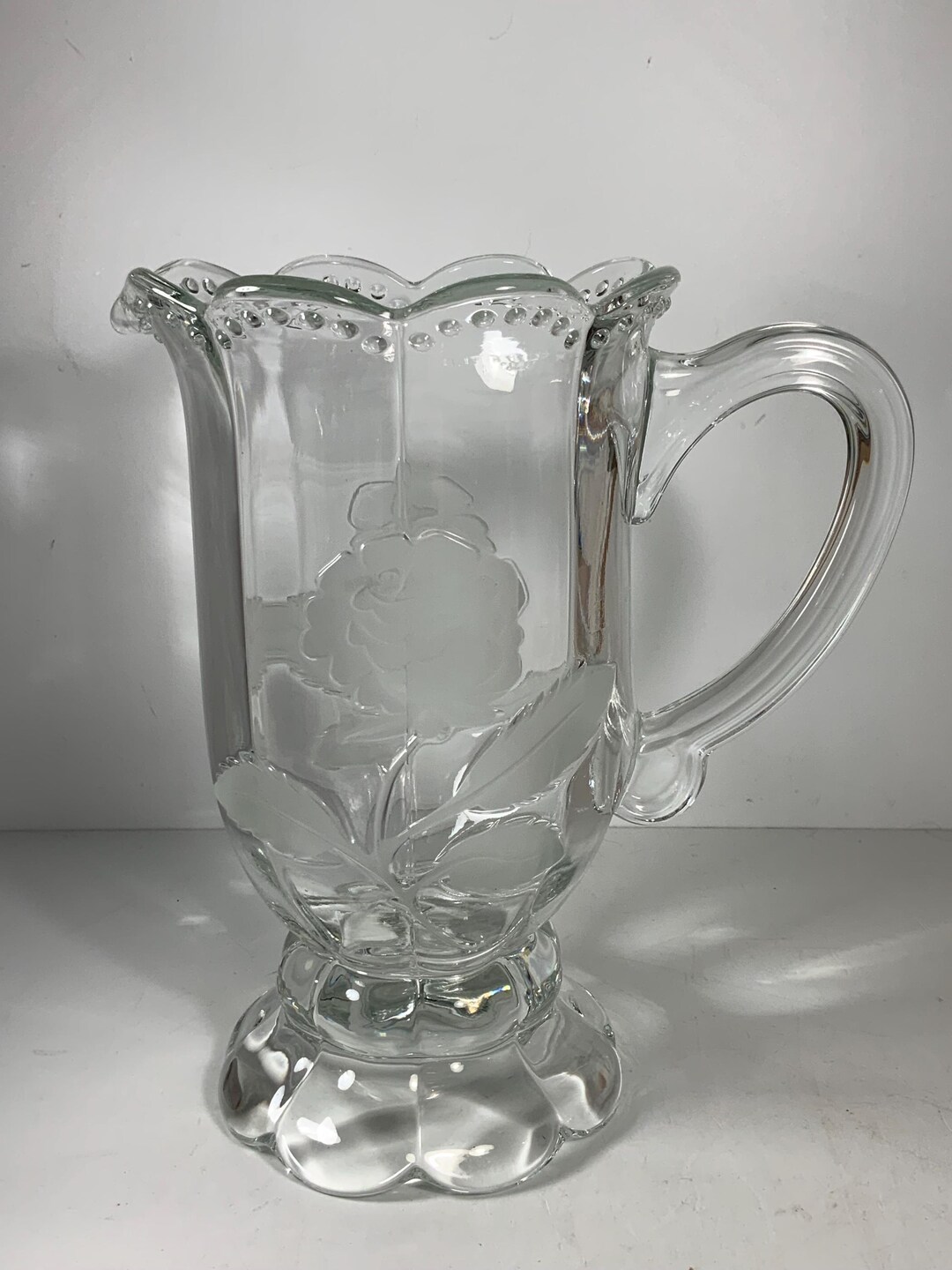 Vintage Imperlux Hard Cut Frosted Crystal Rose Pitcher 9.5 In. - Etsy