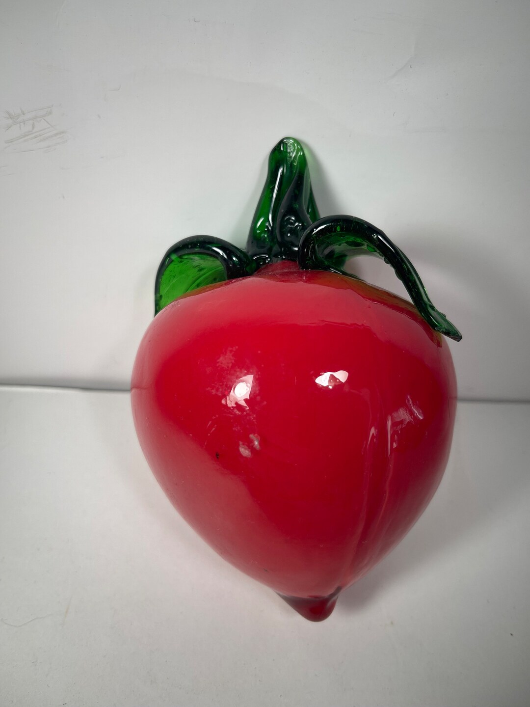 Hand Blown Glass Apple With Leaves 5 In. - Etsy