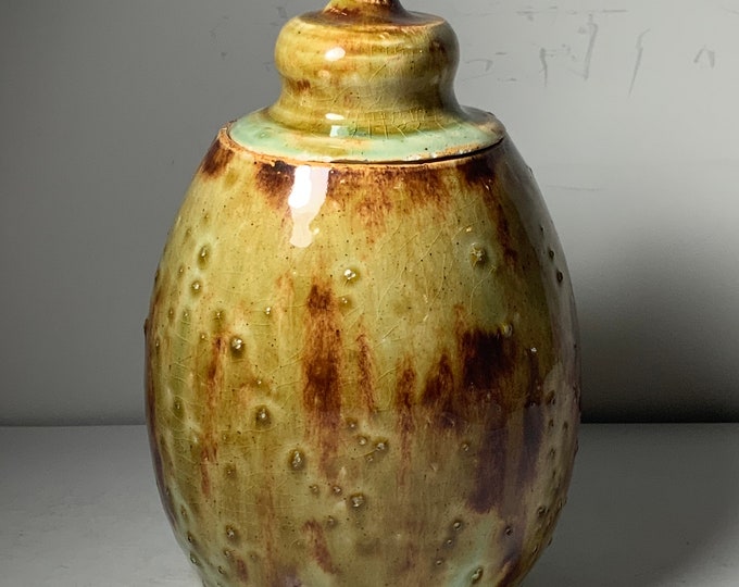 JC Pottery Studio Art Tall Mexican Pottery Burnt Sienna Glazed Jar With ...