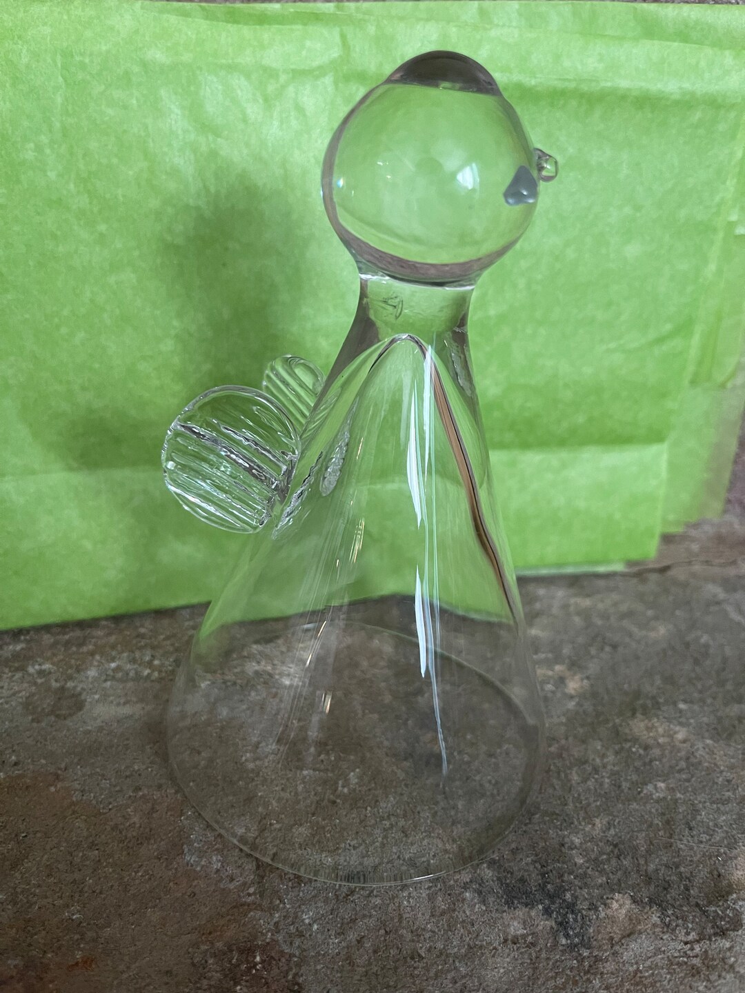 Vintage Handmade Art Glass Clear Glass Angel Statue/ Cloche - Etsy