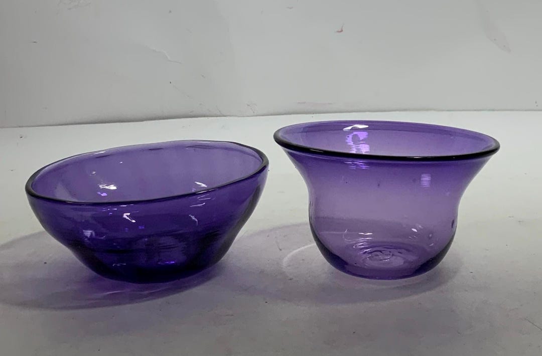Set of 2 Vintage Hand Blown Small Purple Glass Bowls - Etsy