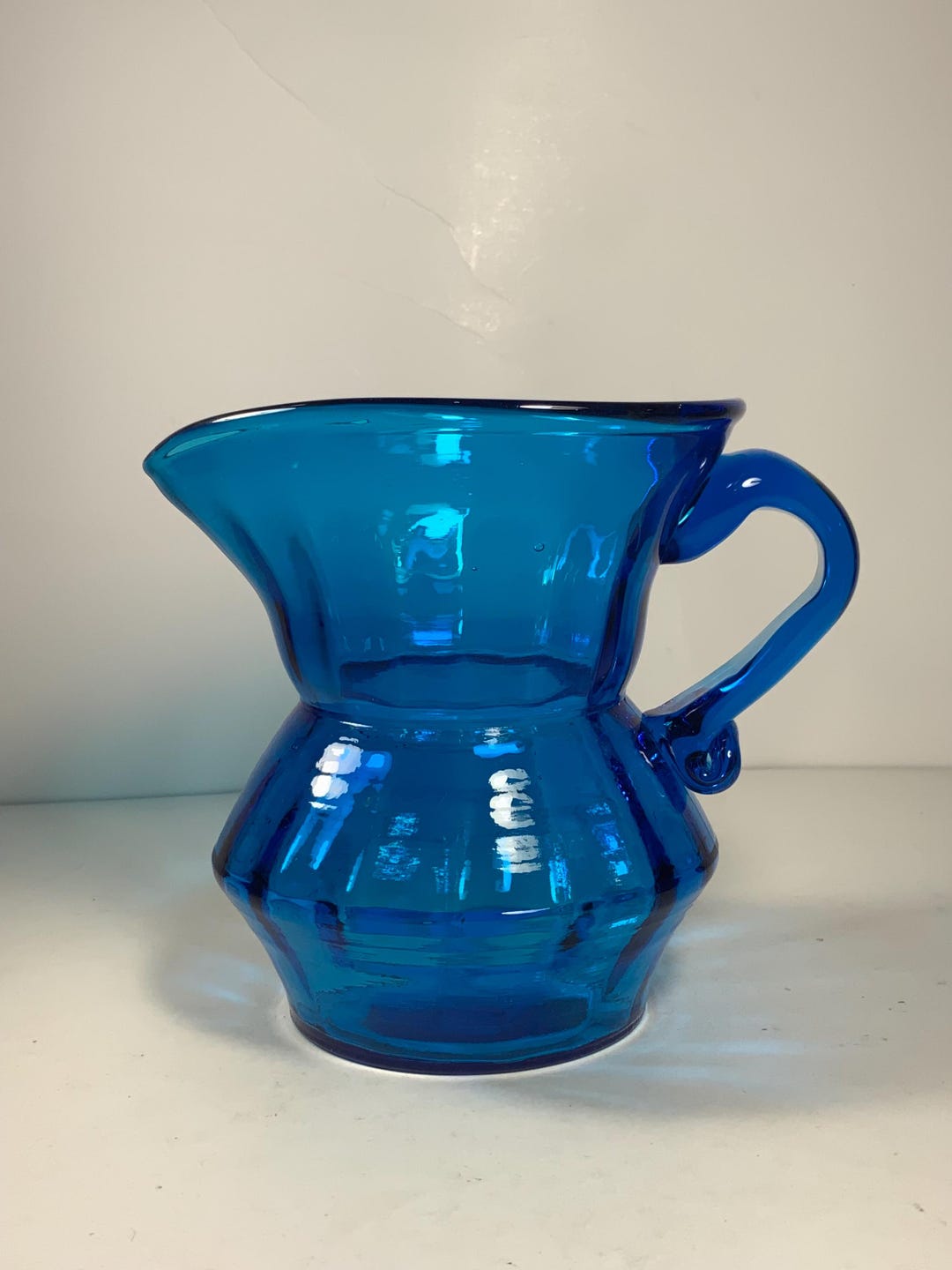 Vintage Clevenger Bros. Hand Blown Glass Ice Blue Pitcher 6.25 In. - Etsy