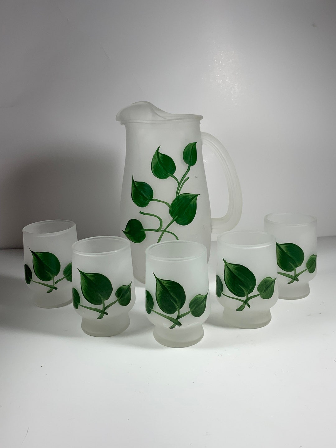 Vintage Rare the Rita Novelty Co. Hand Painted Frosted Glass Pitcher ...