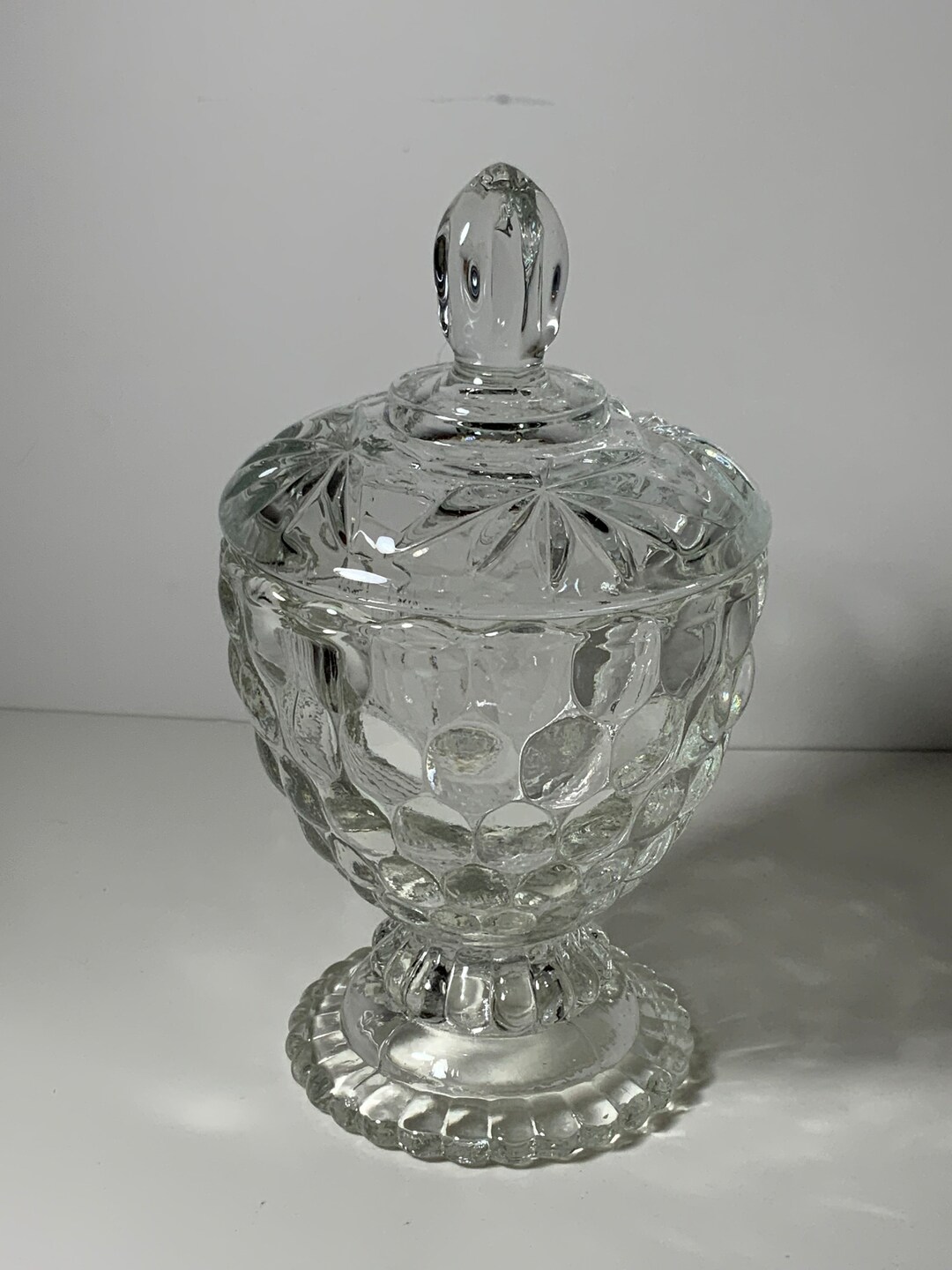 Avon Thousand Eye Clear Glass Small Candy Dish With Lid 7 In. - Etsy